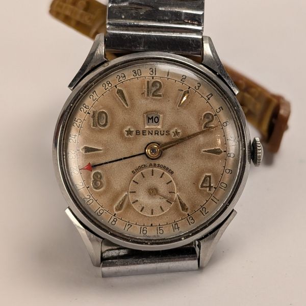 Vintage Benrus Calendar Pointer Day Date Mechanical Wind Mens Watch Two ...