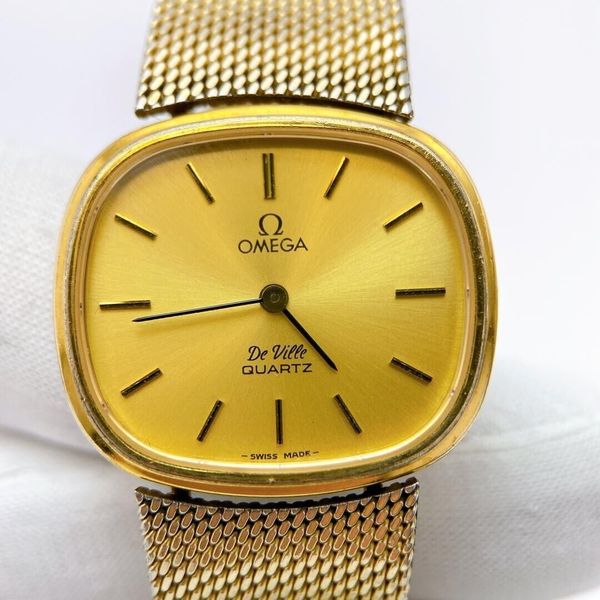 Omega Deville Watch Quartz 25mm Women's Gold Dial Swiss Made Square ...