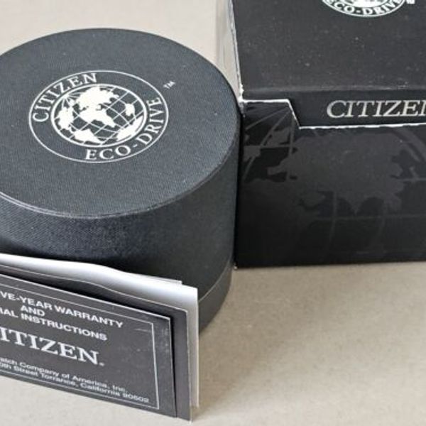 CITIZEN ECO-DRIVE Black Round Watch Box w/ Manual **BOX ONLY/NO WATCH ...