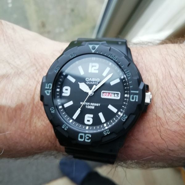 Casio mrw200h quartz watch 100m wr all black model | WatchCharts ...