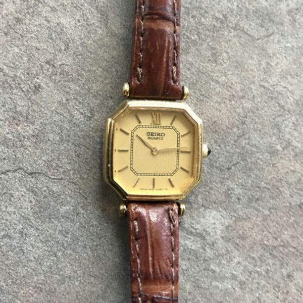 Vintage Seiko Women’s Watch 2320-6059 Gold Tone Case And Brown Leather Strap BW | WatchCharts ...