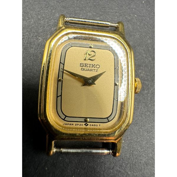 Vintage Ladies Seiko Gold Tone Quartz Watch 2P20-5A09 Gold Dial ...