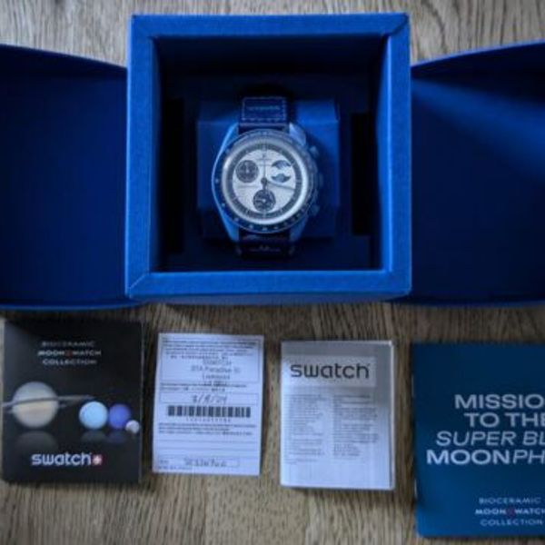 Swatch x Omega Mission To The Super Blue Moon Blue Moonphase | New With Receipt | WatchCharts ...