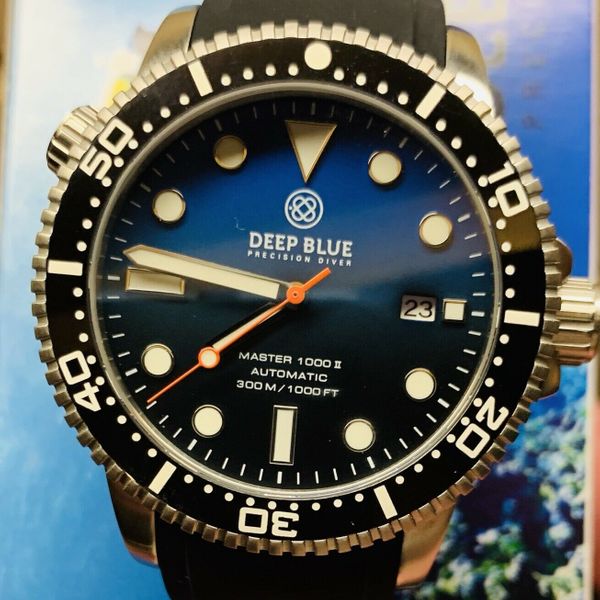 Deep Blue Master 1000 II Automatic Diver Men's Watch Blue to Black ...