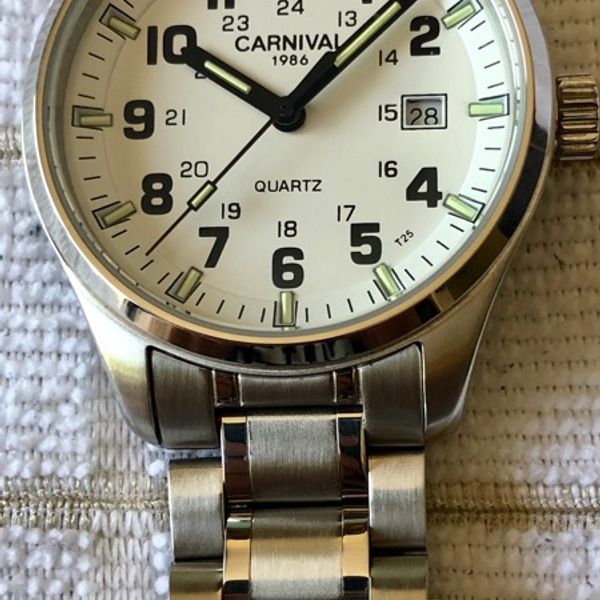 FS: Carnival Tritium Quartz Field Watch White Dial Date Window $65 ...