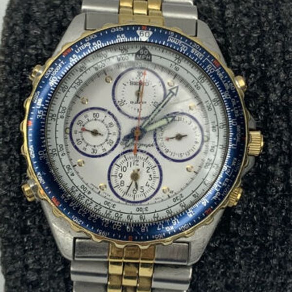 Vintage Seiko Flightmaster 7T34-6A09 Chronograph Quartz Watch, WORKS ...