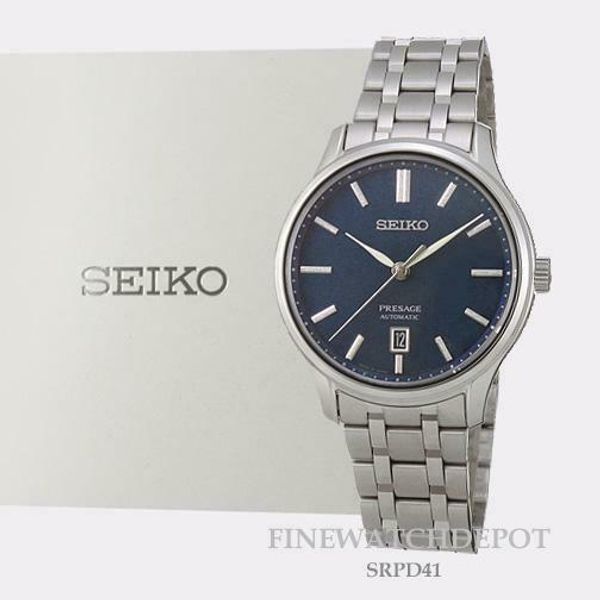Authentic Seiko Men's Presage Automatic Blue Dial Stainless Steel Watch ...