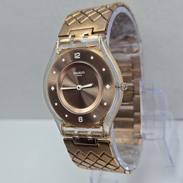 Womens Swatch Skin Incantata Rose Gold Ultra Thin Mesh Watch New ...