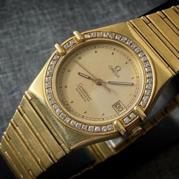Omega Constellation Chronometer SOLID 18K GOLD Watch DIAMONDS Bezel ...