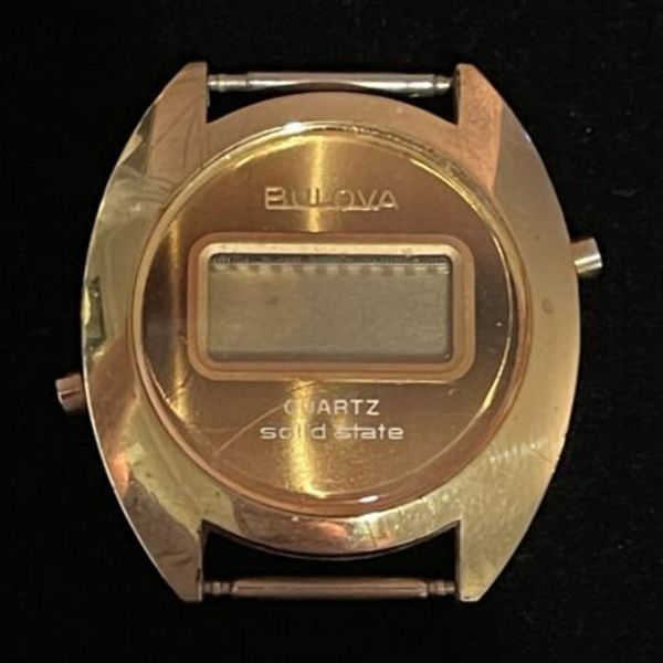 Bulova Digital 1977 Solid State Vintage 1970s Mens Watch Gold Tone ...