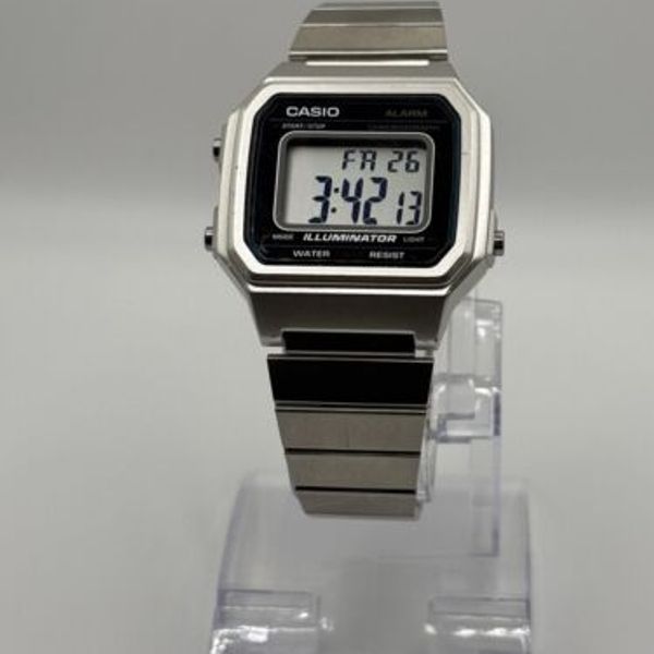 Casio Digital 39mm Silver Tone Day Date 3454 B650W Chronograph Men's ...
