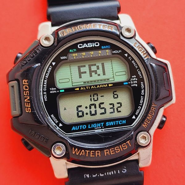 Casio Barometer Watch Vintage Retro Sensor PRT-20 Cal 1525 Mens ...