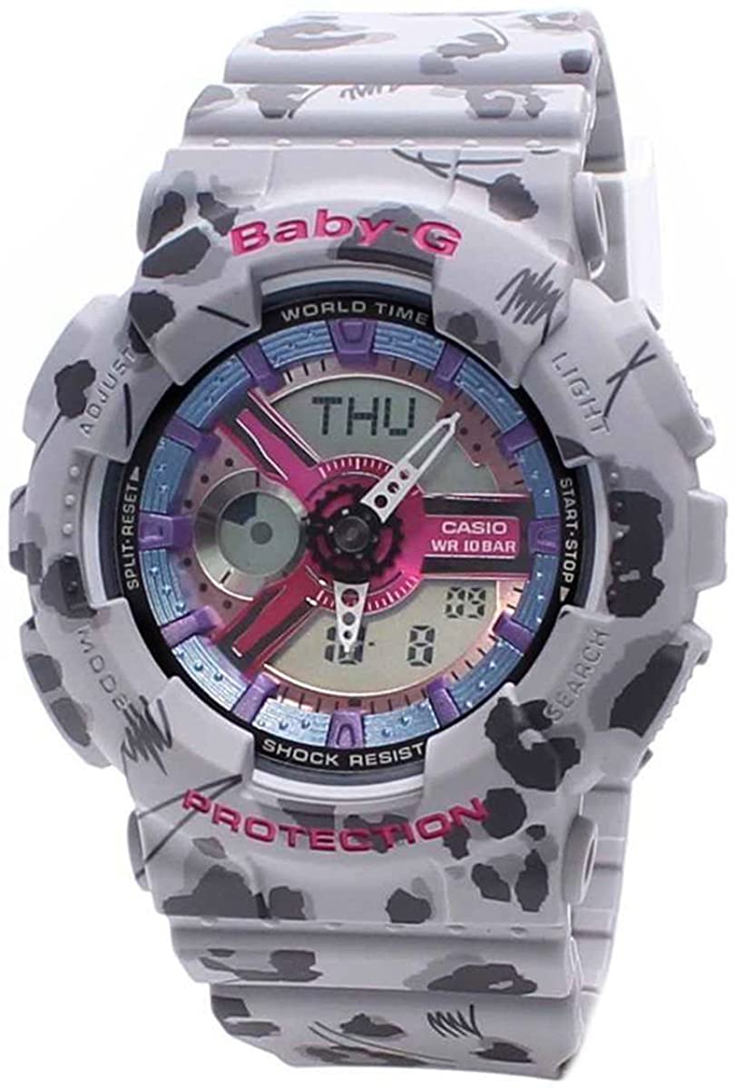 Casio Watch Ladies White Black Blue Casio Baby-G Flower Leopard Analog ...