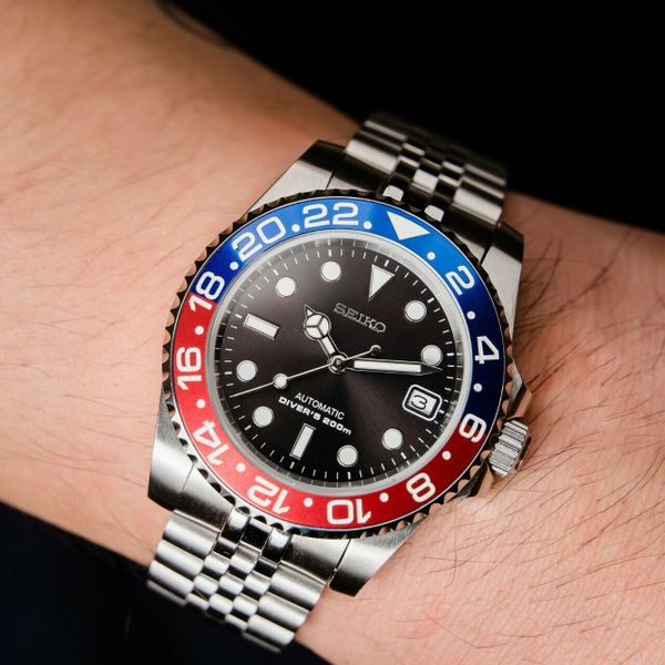 Seiko Pepsi GMT Sub Case Custom MOD Automatic Wristwatch | WatchCharts