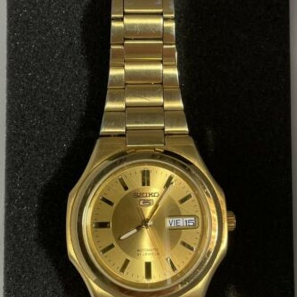 Seiko Men's SNKK52 Seiko 5 Automatic Gold-Tone Stainless Steel Bracelet ...