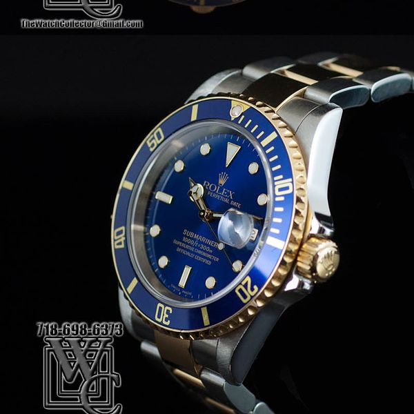 Rolex submariner 16613 blue dial and bezel 18k/steel mint condition hot ...