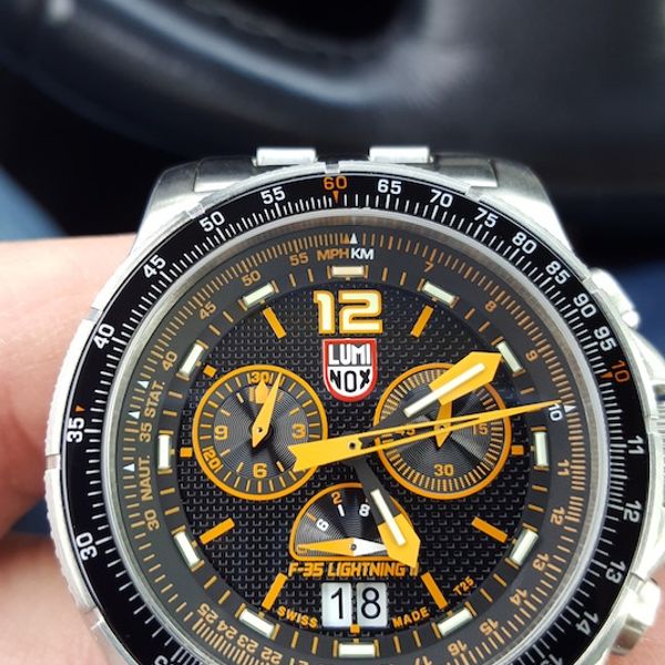 $450 - Luminox F-35 Lightning II ORANGE hands AIR chrono CHRONOGRAPH ...