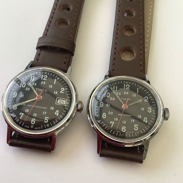 VINTAGE MECHANICAL TIMEX MILITARY STYLE WATCH X 2, BOTH WORKING BUT ...