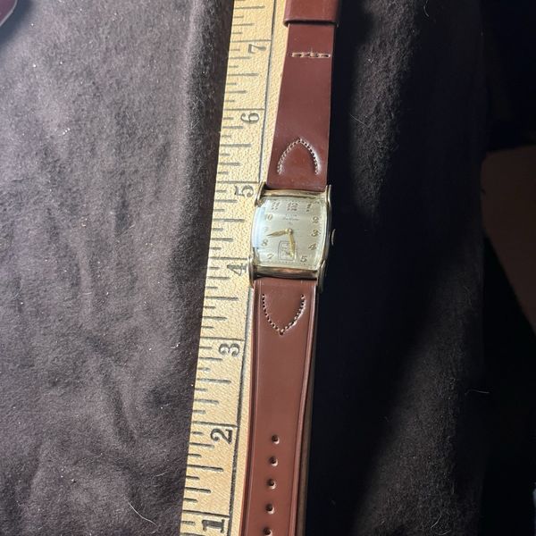 VINTAGE ELGIN DELUXE MENS 10K GOLD FILLED WATCH SHELL CORDOVAN BAND ...