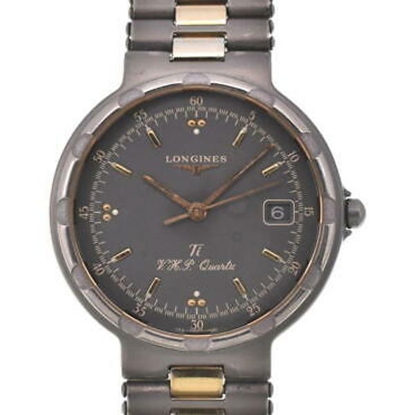 LONGINES Conquest Titanium/Gold Plated gray Dial Quartz Men's Watch N ...