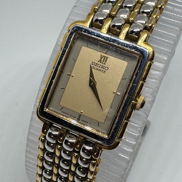 Vintage Seiko Quartz Watch 2P20-5A60 Women Dual Tone Rectangle Analog ...