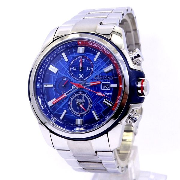 CITIZEN Marvel SPIDER MAN CA0429-53W Blue Dial Chronograph Eco-Drive ...