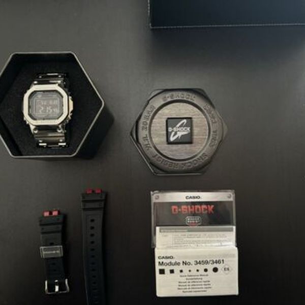 Casio G-Shock GMW-B5000 Stainless Steel bracelet and Black Rubber Band ...