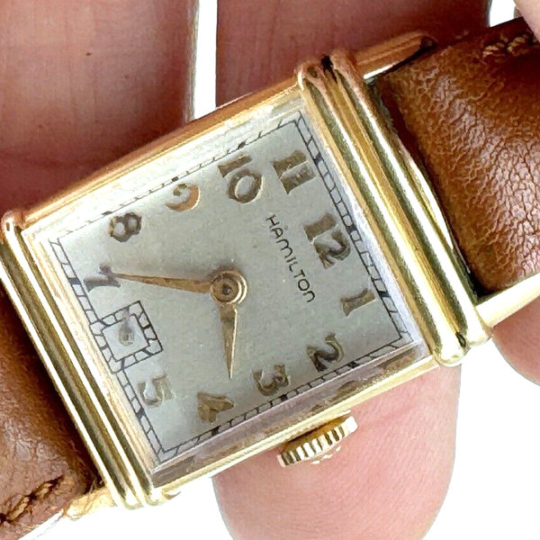 VINTAGE 1940's HAMILTON 19J ORIGINAL DIAL 14K GOLD FILLED cal 982 HAND ...