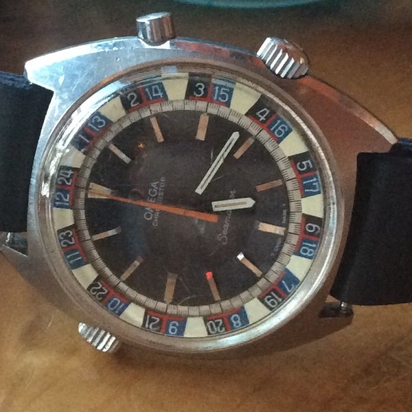 FSOT - 1969 Omega Chronostop jumbo Roulette, 42mm, unusual dial/bezel ...