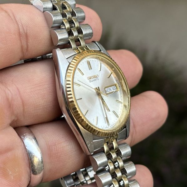 Vintage Seiko Mens 7N43-8111 Day Date Two Tone 36mm Quartz Watch New Battery | WatchCharts ...