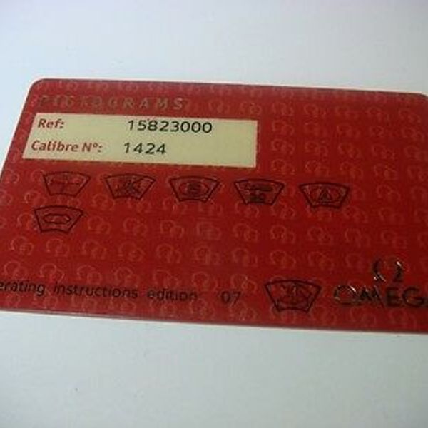 Genuine Original OMEGA Pictograms watch card 15823000 1424 ...