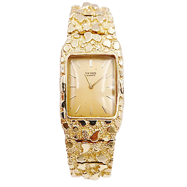 Men's Seiko 27mm x 46mm Vintage 14K Yellow Gold Nugget Watch with ...