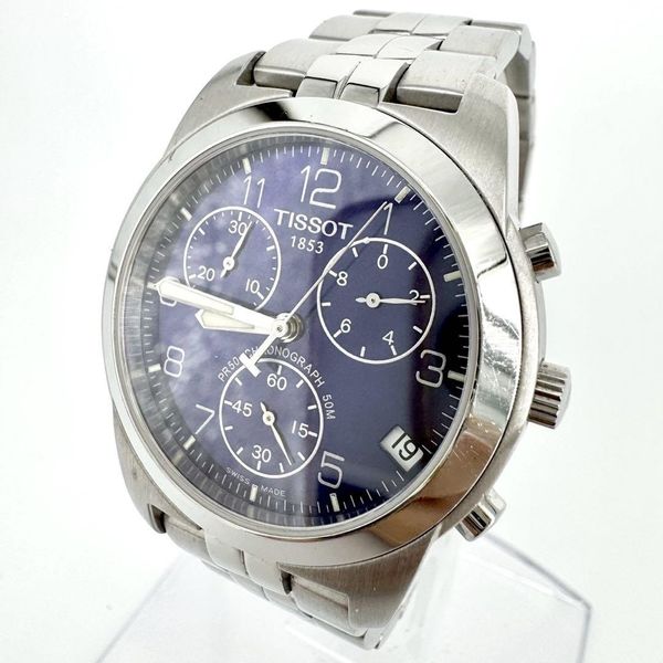 TISSOT PR50 Chronograph Blue Dial Stainless Steel Watch Working ...