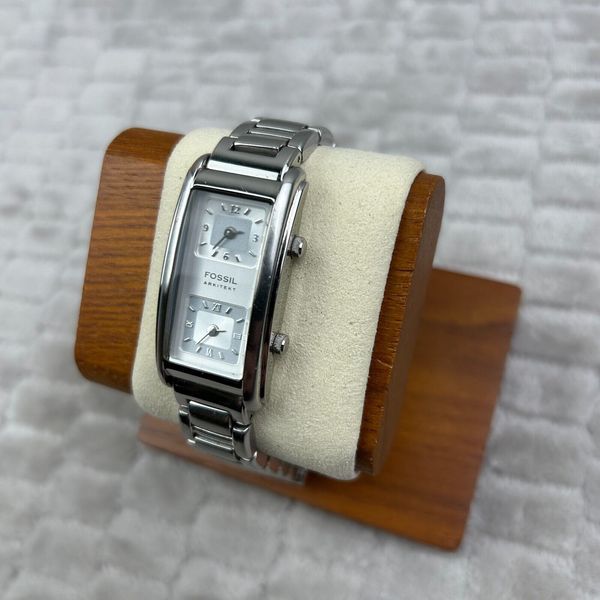 Fossil ARKITEKT Dual Time Steel Watch FS-2007 /w Metal Band New Battery ...