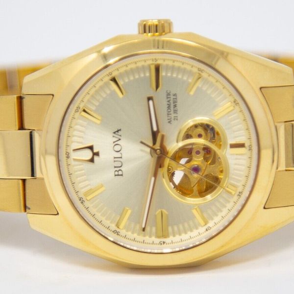 Bulova Surveyor Mens Gold Tone Stainless Champagne Dial Automatic Watch ...