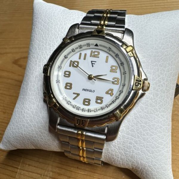 Vintage Mens 90s Timex Watch Indiglo Waterproof Silver/Gold Tone NEW ...