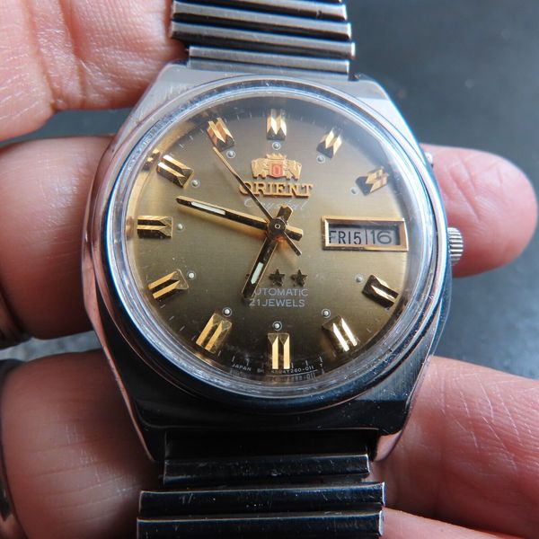 Japan Orient Three Star Crystal Daydate Automatic Men Watch ...