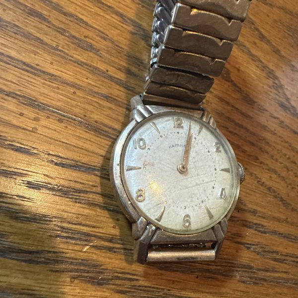 Vintage 1950s Hamilton Essex 10K RGP SS Back Menâ s Watch For Parts ...