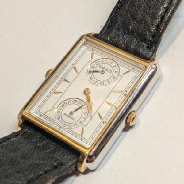 Mens Seiko Dual Time, Date Mens Watch 7F22-5010 2 Tone Runs New Battery ...