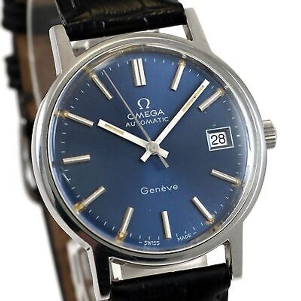 OMEGA Geneve Cal.1012 Blue Dial Automatic Men's Watch Ref.166.0163 ...