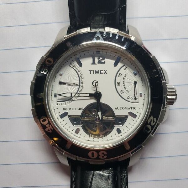 Timex WR 100 W/ Automatic power reserve, Genuine Leather strap - T2M515 ...