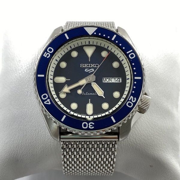 Seiko 5 Sports Automatic Blue Dial Stainless Steel Mesh Men's Watch ...