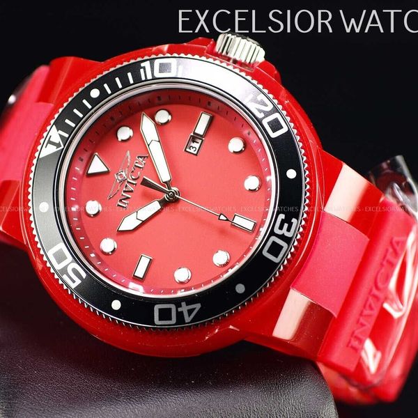 NEW Invicta Men's 52mm GRAND PRO DIVER Quartz ANATOMIC CASE Burgundy ...