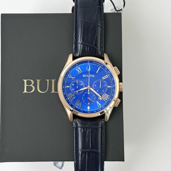 BULOVA 97B170 Wilton Men's Classic Watch Leather Strap Quartz ...