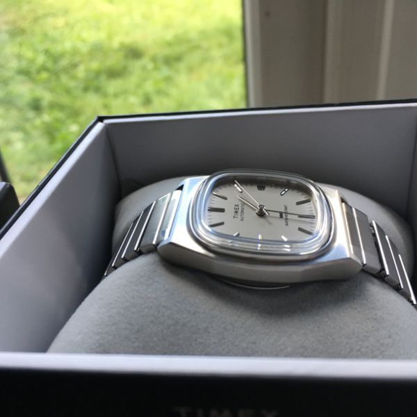 New Timex Automatic 1983 E-Line Reissue 34mm Stainless Steel Expanion ...