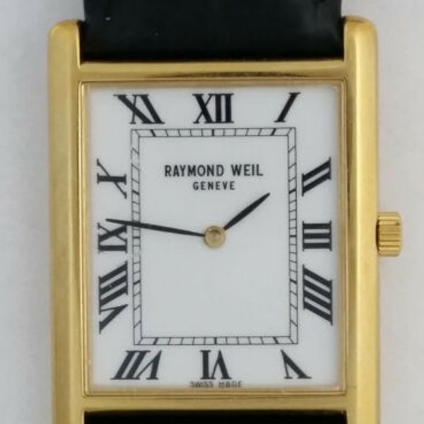 Vintage Raymond Weil Rectangular Mens Dress Watch 5768/2 Orig Strap ...