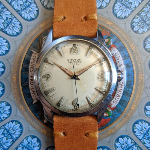 [WTS] Vintage CROTON Aquamatic 360EL, All-S/S, Breguet Numerals, Cream ...