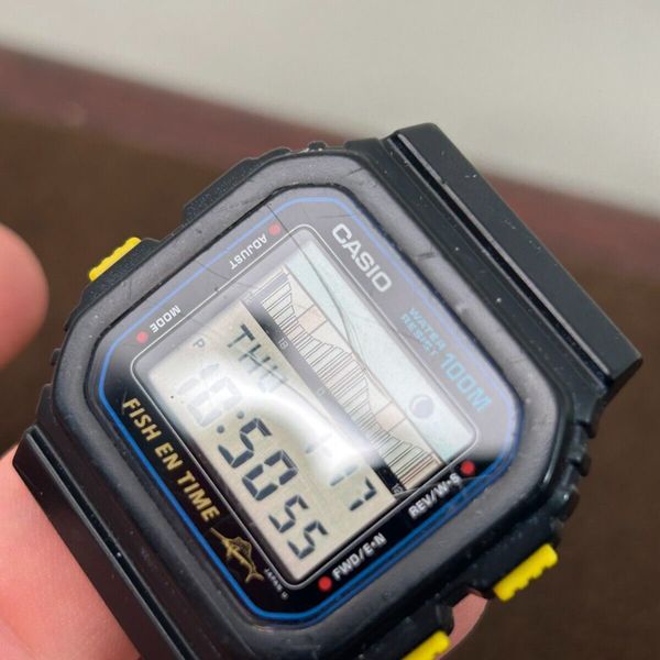 Rare Vintage Casio FT-100W FISH EN TIME 844 Watch Digital 36mm - New ...
