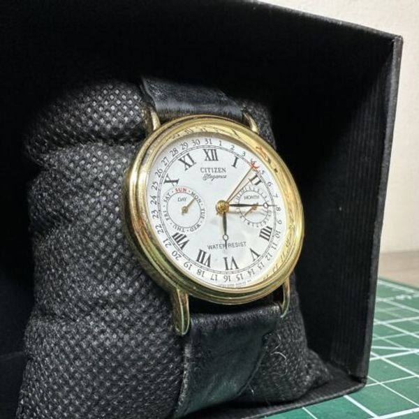 Citizen Vintage Men’s Day Date Month Watch White Dial Roman Numerals ...