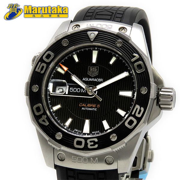TAG Heuer Aquaracer Caliber 5 500M Automatic Date Genuine SS Rubber ...